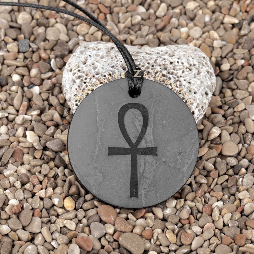 Ankh Egyptian Cross Amulet - Shungite Pendant - Authentic Black Russian ...