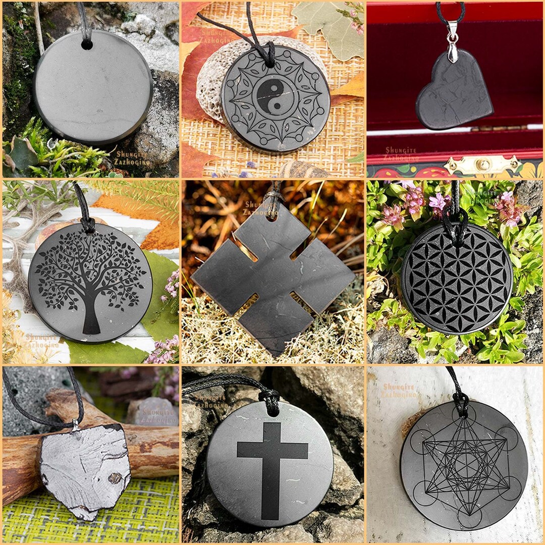 Bioenergetic Jewelry Shungite Pendants 9x Variations Rare Natural Stone ...