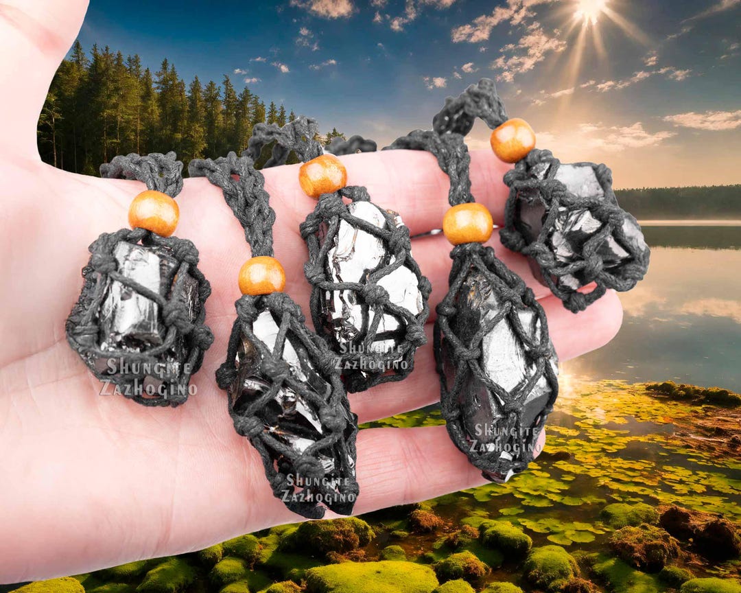 Elite Noble Shungite - Large Shungite Necklace - Braided Rope ...