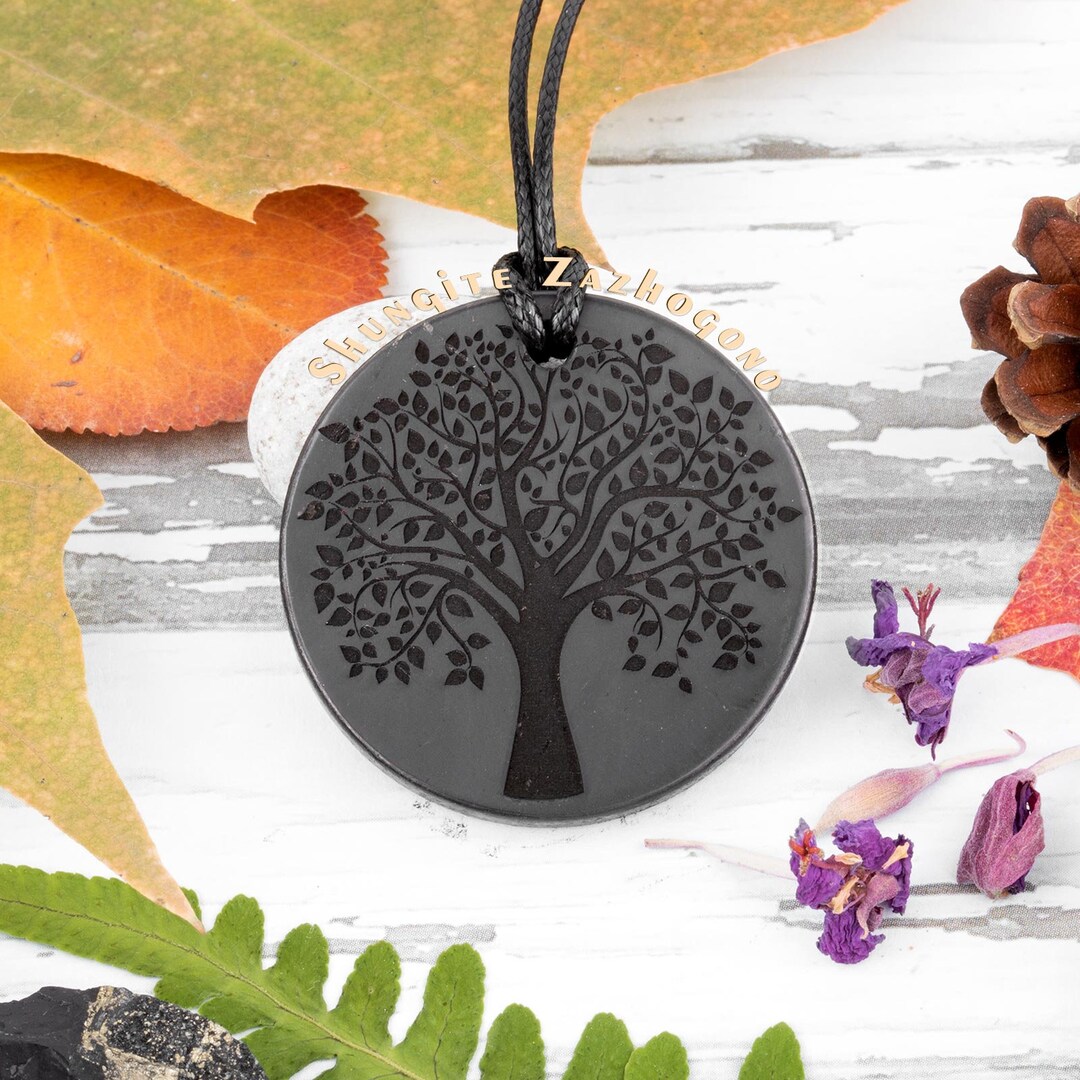 Tree of Life Necklace - Amulet Made of Authentic Rare Stone Shungite ...