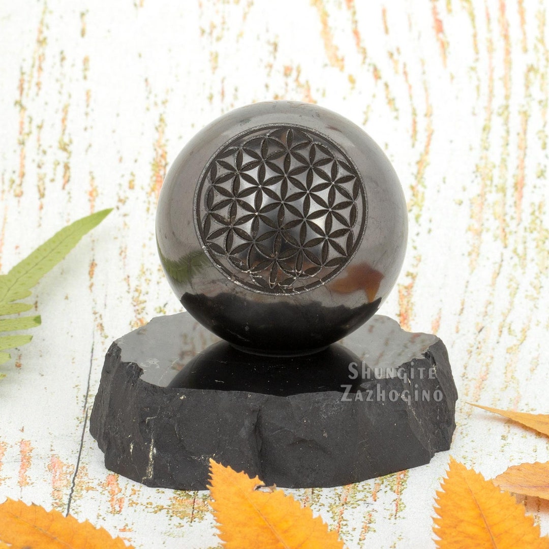 Stone Energy Ball - Crysta Sphere - Made of Rare Rock Shungite - Flower ...