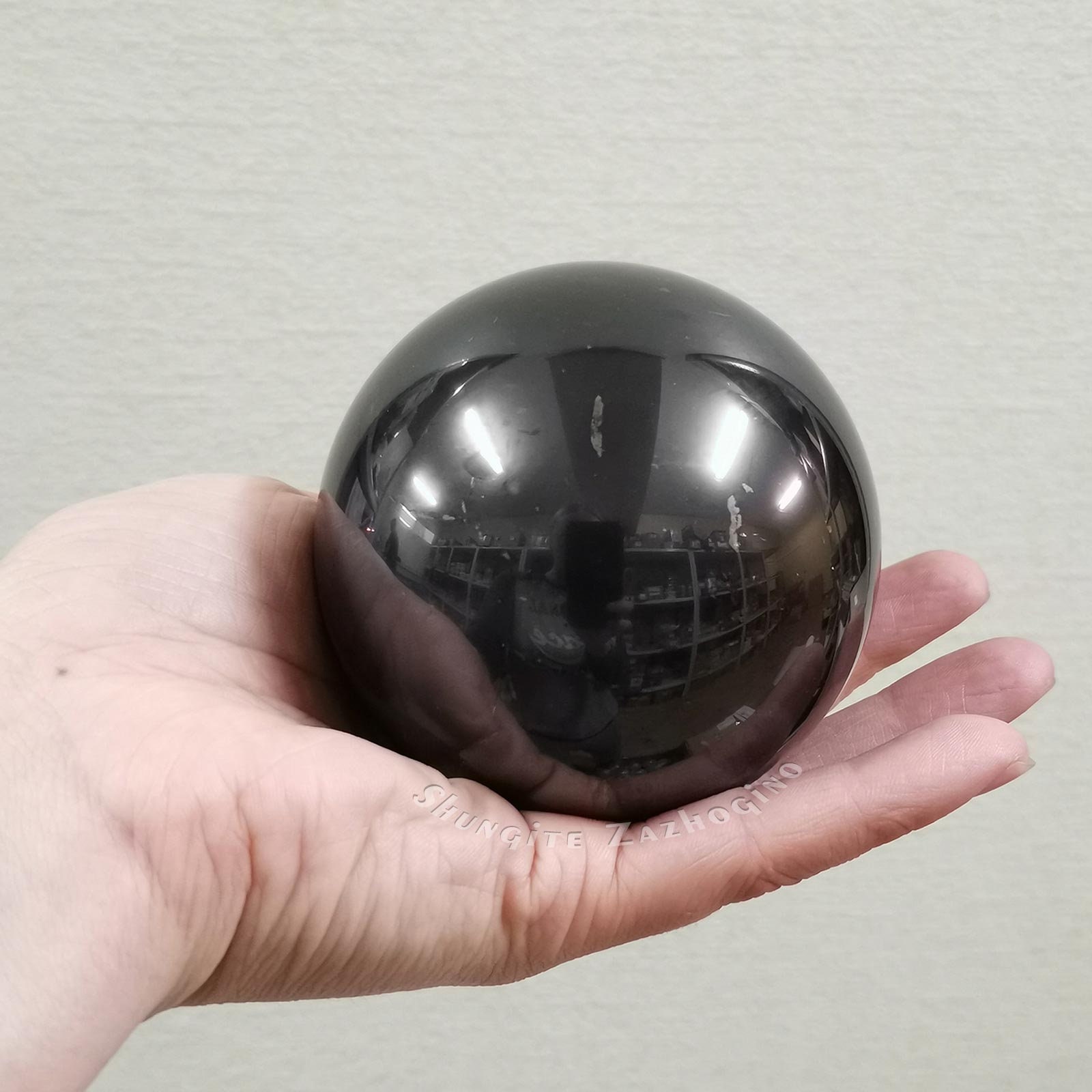 Big Shungite Sphere on the Shungite Stand Mirrored Surface - Etsy