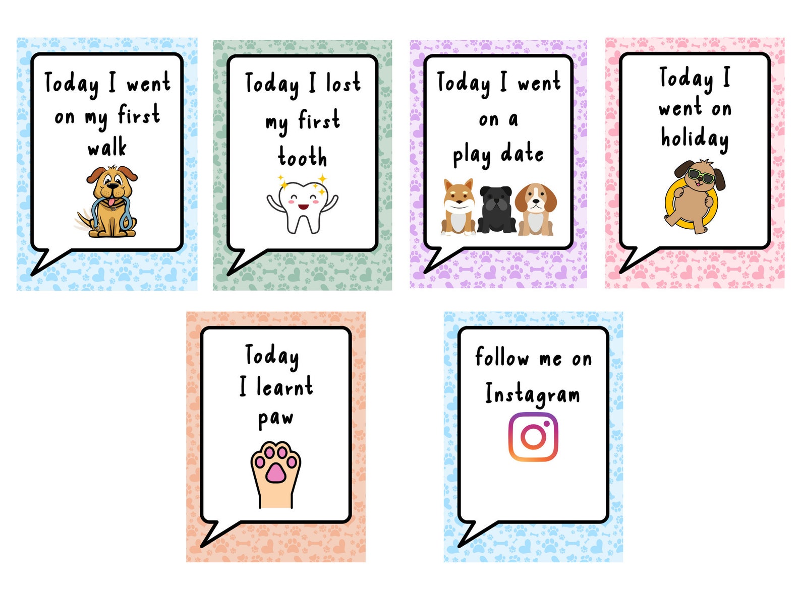 New Puppy Cute Milestone Cards, Dog Milestone Cards DIGITAL DOWNLOAD ...