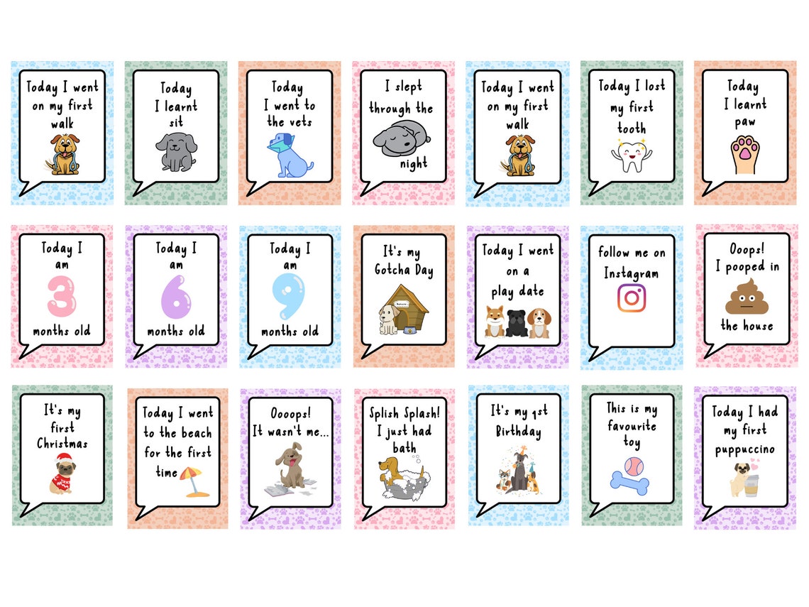 New Puppy Cute Milestone Cards, Dog Milestone Cards DIGITAL DOWNLOAD ...