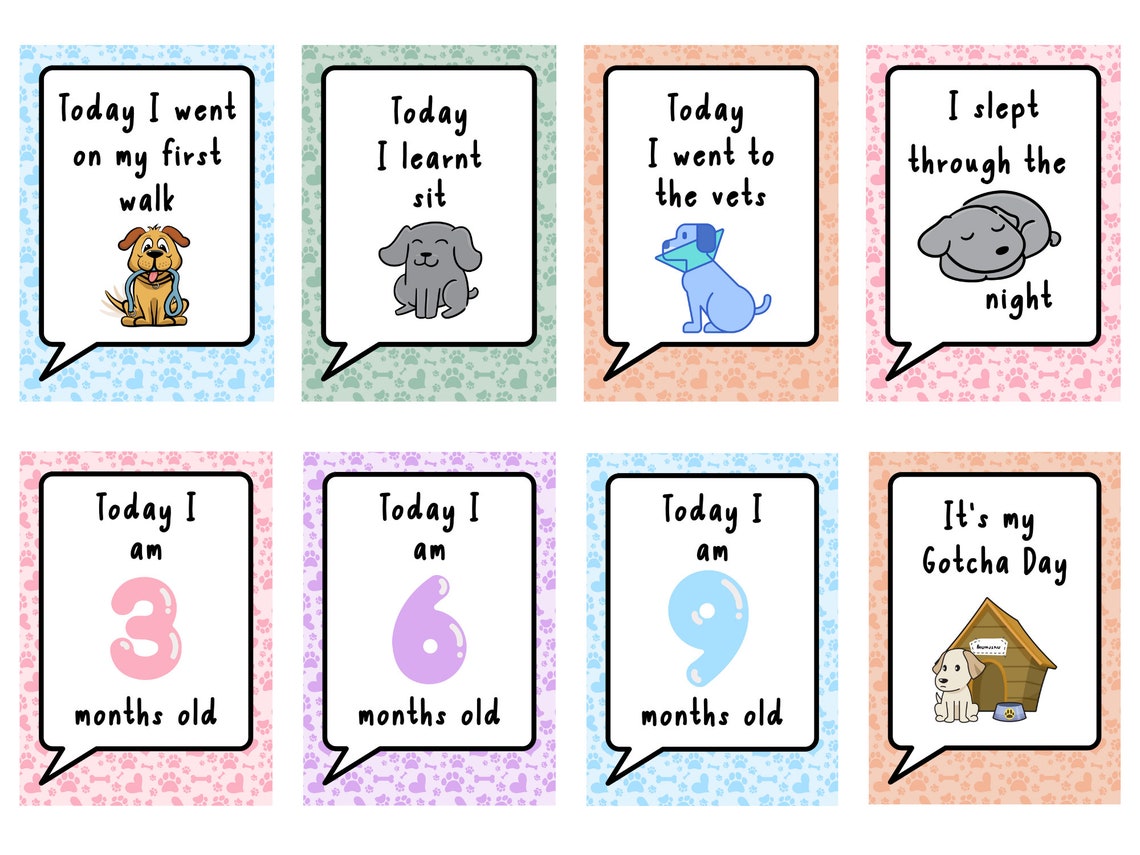 New Puppy Cute Milestone Cards, Dog Milestone Cards DIGITAL DOWNLOAD ...