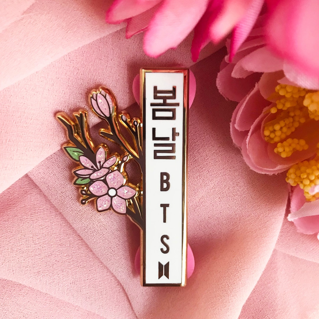 BTS Spring Day Enamel Pin: Gold Plated Glitter Pin, 2" - Etsy