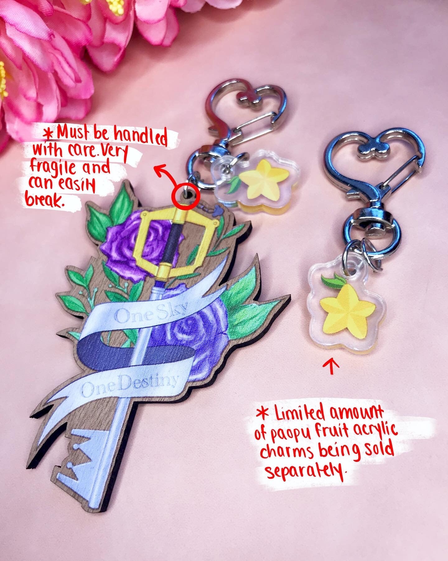 Kingdom Key Wooden Keychain KH Keychain Paopu Fruit | Etsy