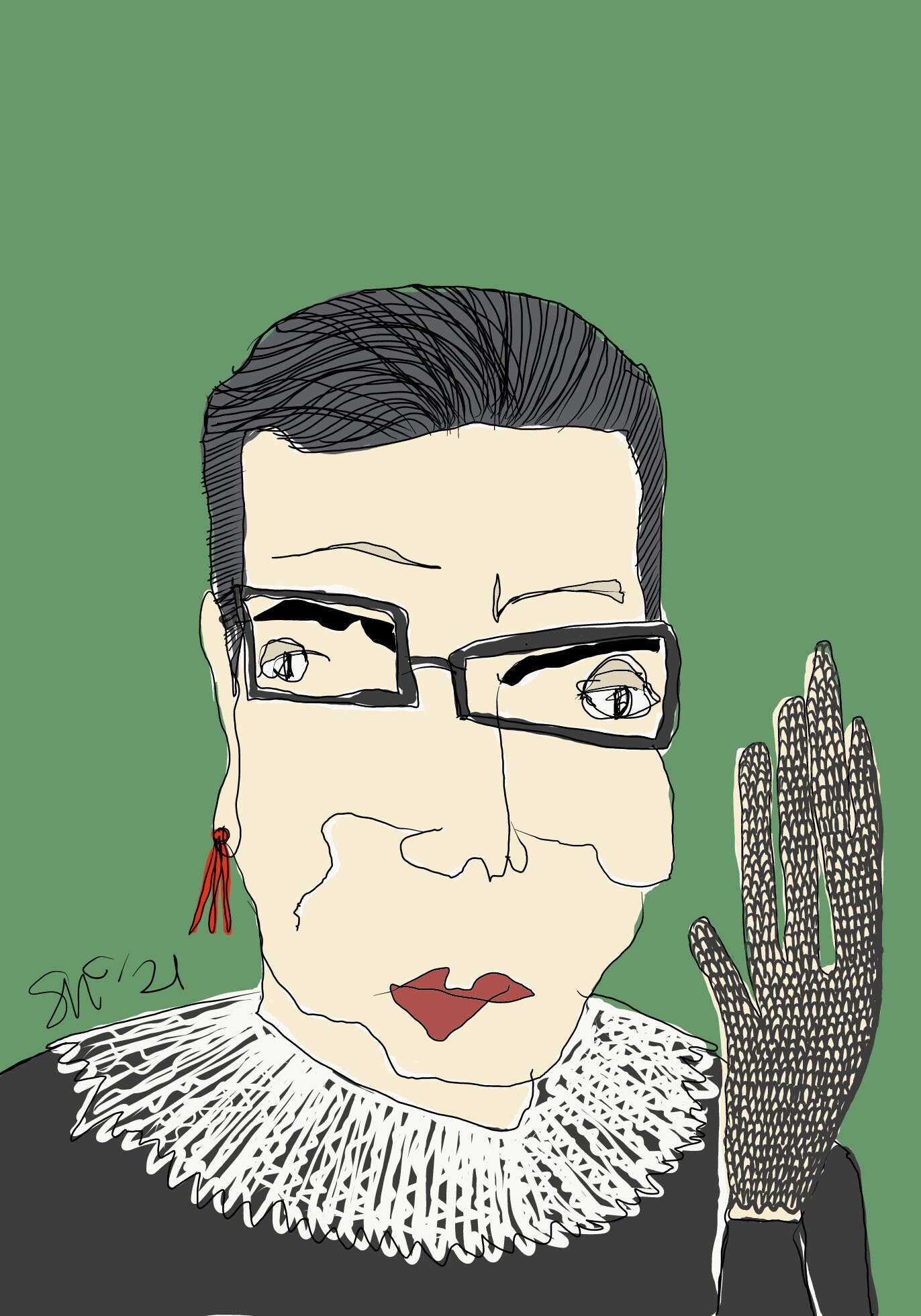 Ruth Bader Ginsburg Hand Drawn Digital Ilustration - Etsy