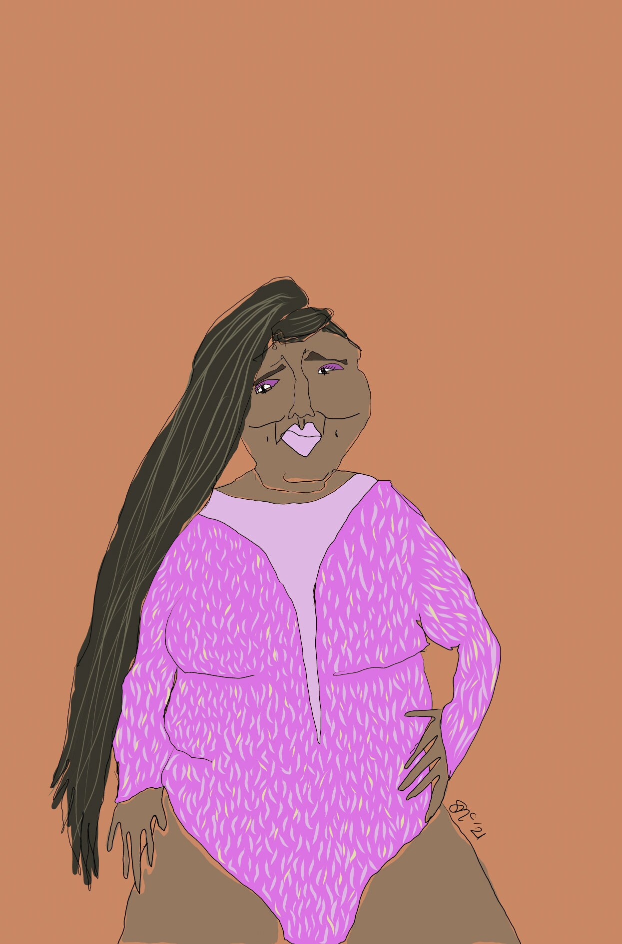 Lizzo Hand Drawn Digital Illustration - Etsy