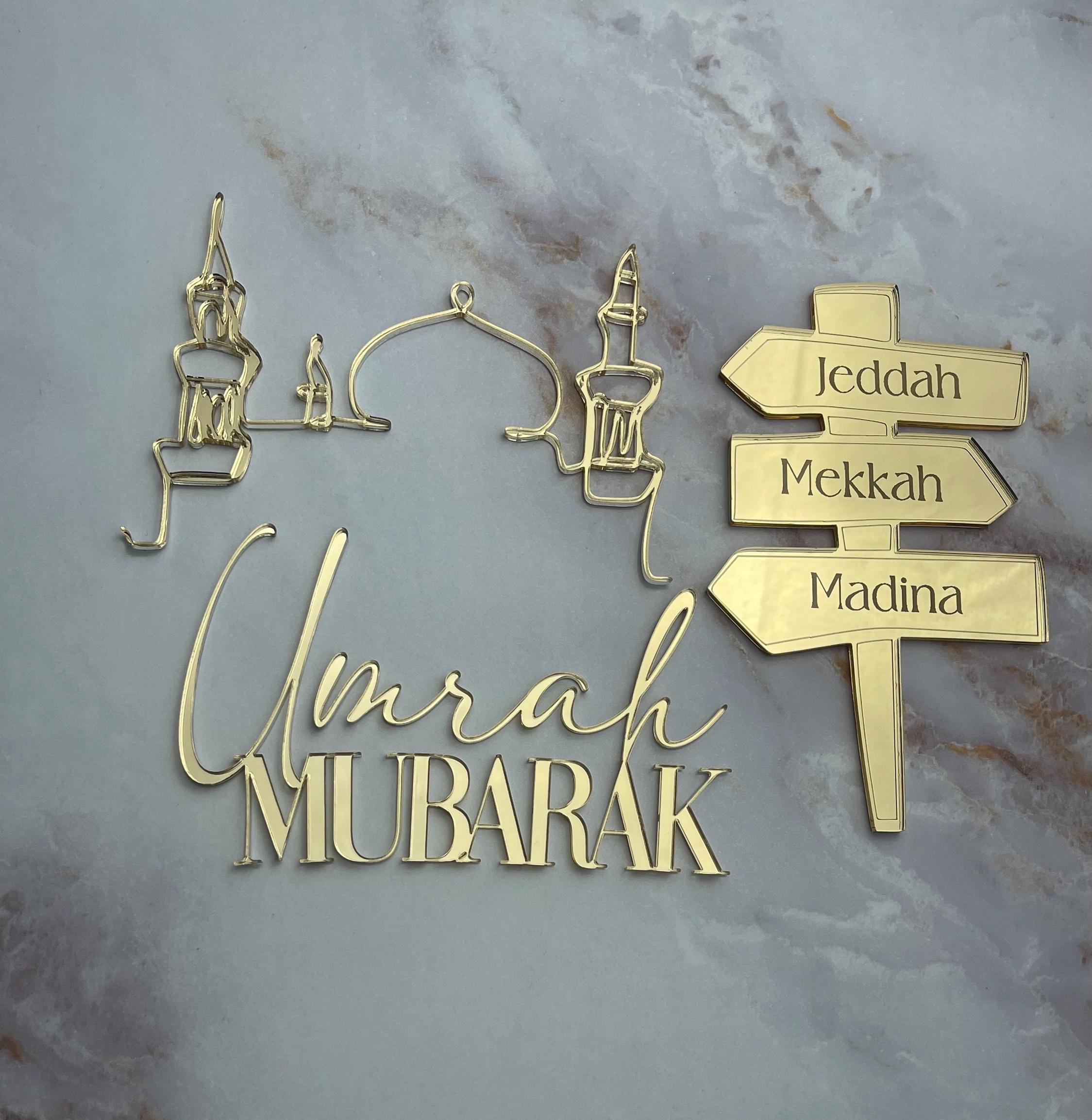 Umrah Mubarak Acrylic Cake Topper | Mosque Cake Charms | Islamic Topper ...