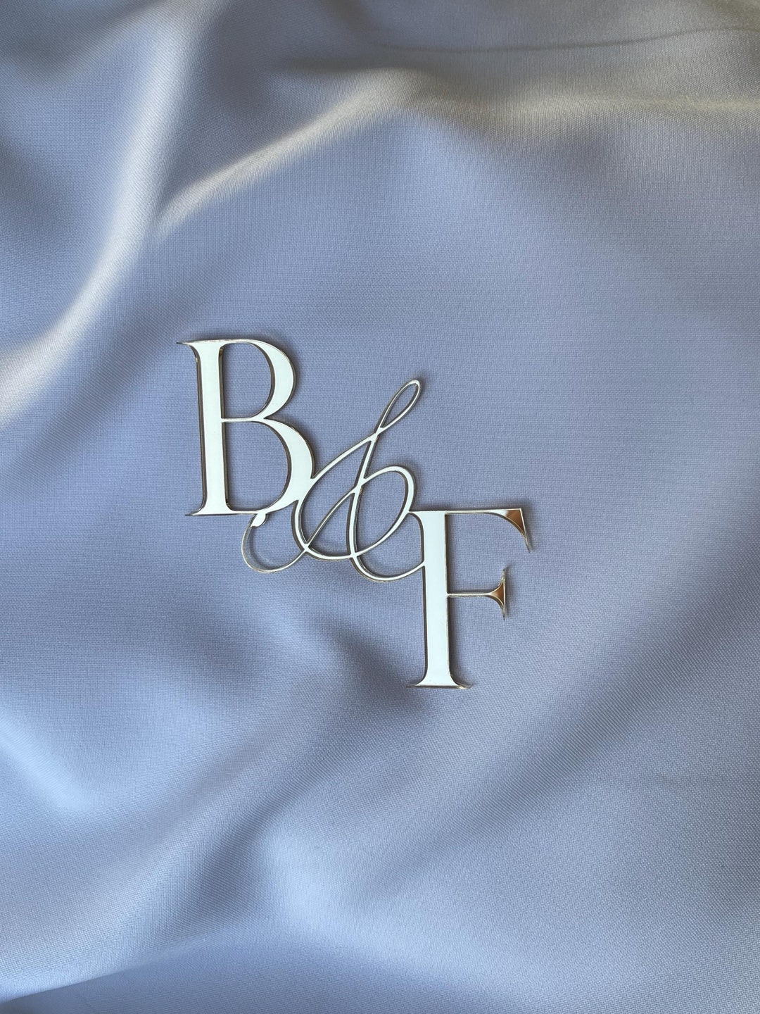 Personalised Calligraphy Acrylic Mirror Initials Letter Set Cake Charm ...