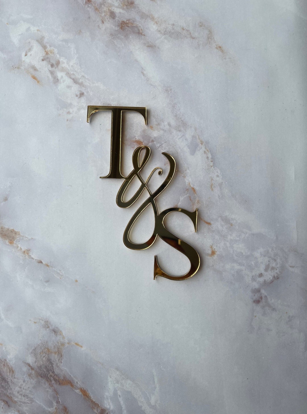 Personalised Calligraphy Acrylic Mirror Initials Letter Set Cake Charm ...