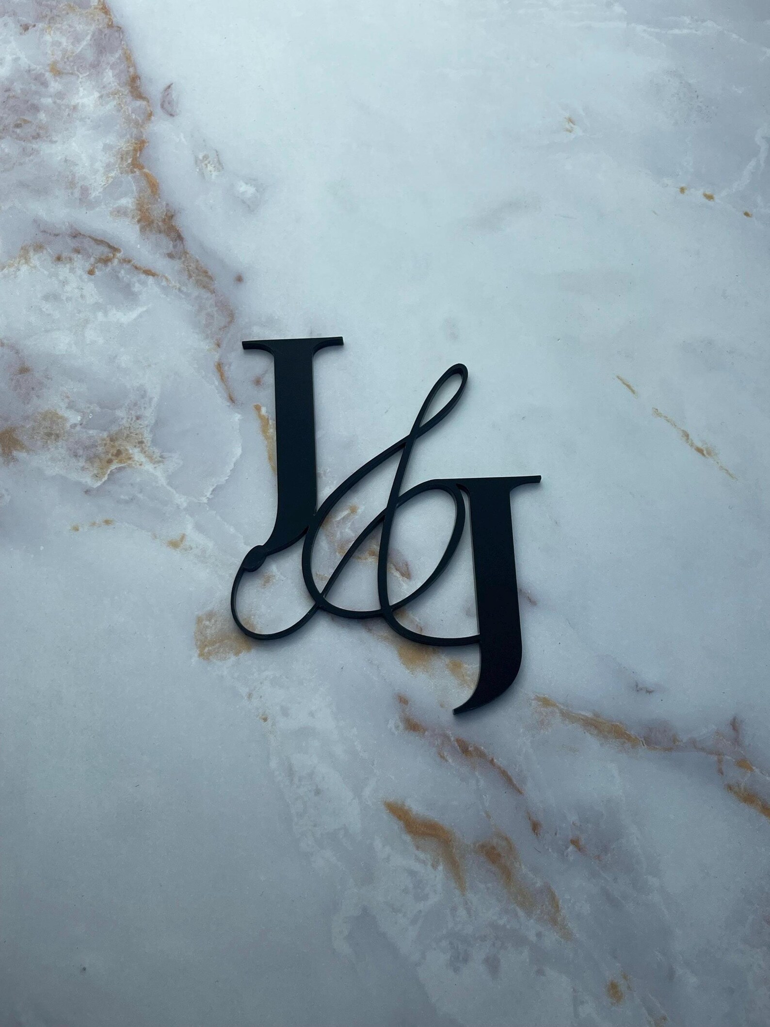 Personalised Calligraphy Acrylic Mirror Initials Letter Set Cake Charm ...
