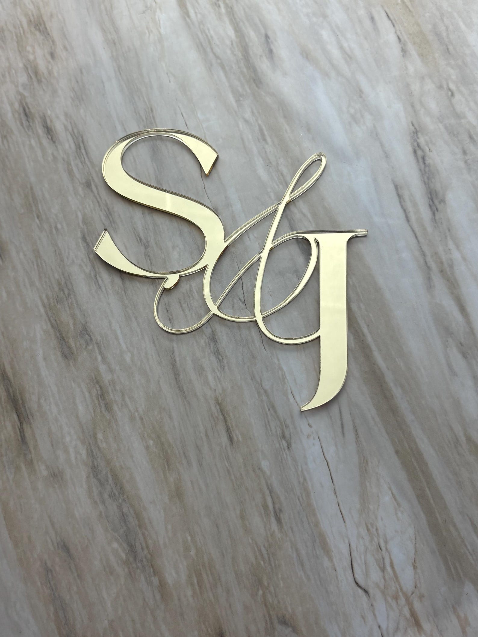 Personalised Calligraphy Acrylic Mirror Initials Letter Set Cake Charm ...