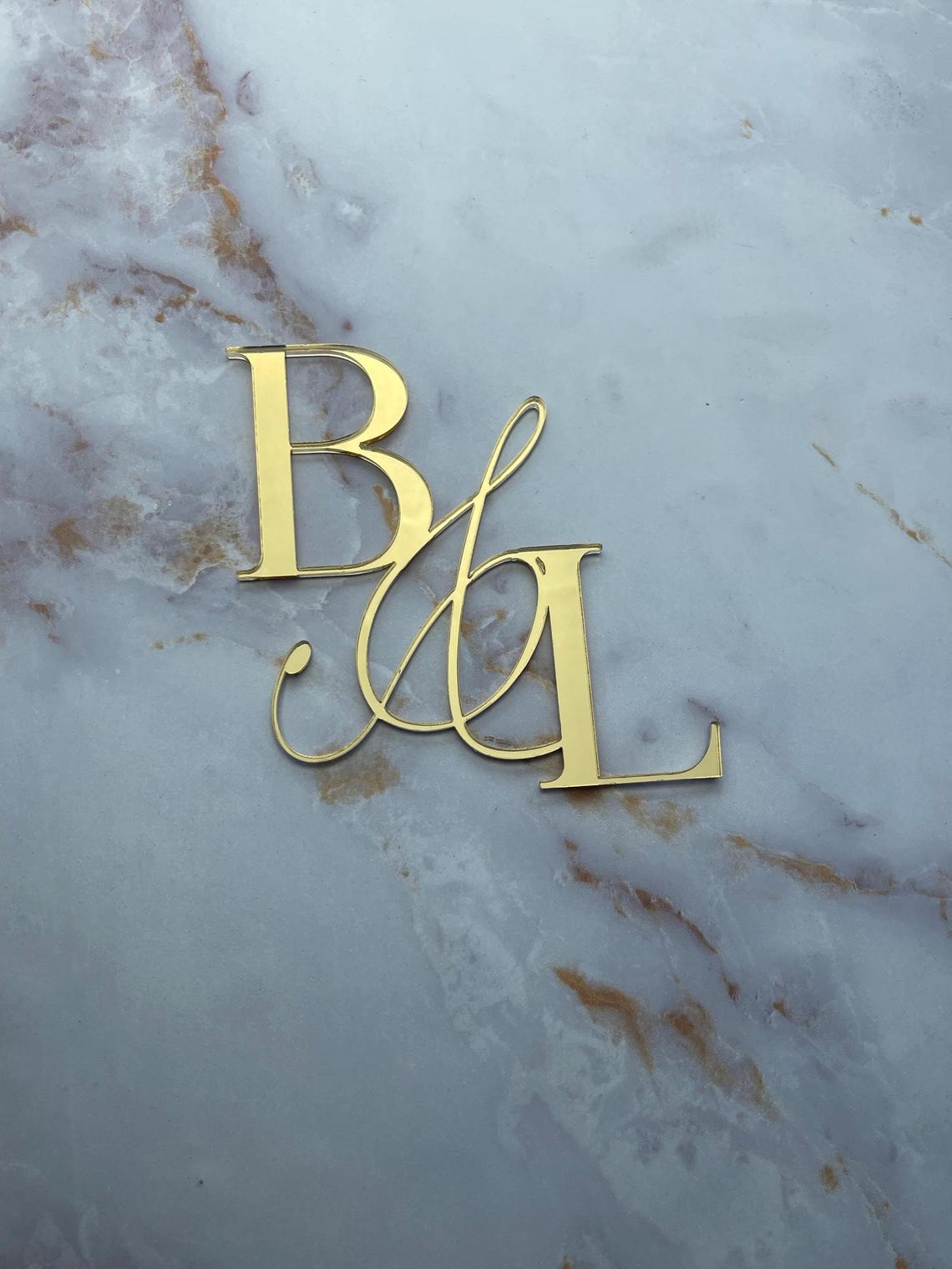 Personalised Calligraphy Acrylic Mirror Initials Letter Set Cake Charm ...