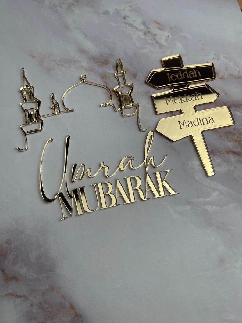 Umrah Mubarak Acrylic Cake Topper | Mosque Cake Charms | Islamic Topper ...