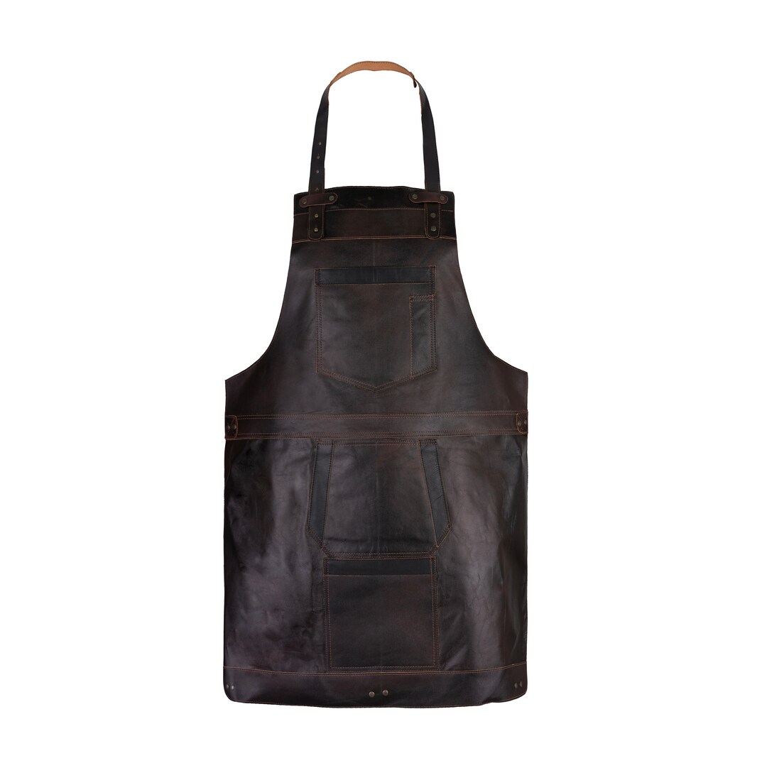 Dark Brown Top Grain Leather Apron Butcher Apron BBQ Apron Blacksmith ...