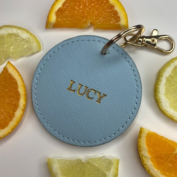Personalised Round Luggage Tag Keychain Keyring Bag Charm - Etsy UK