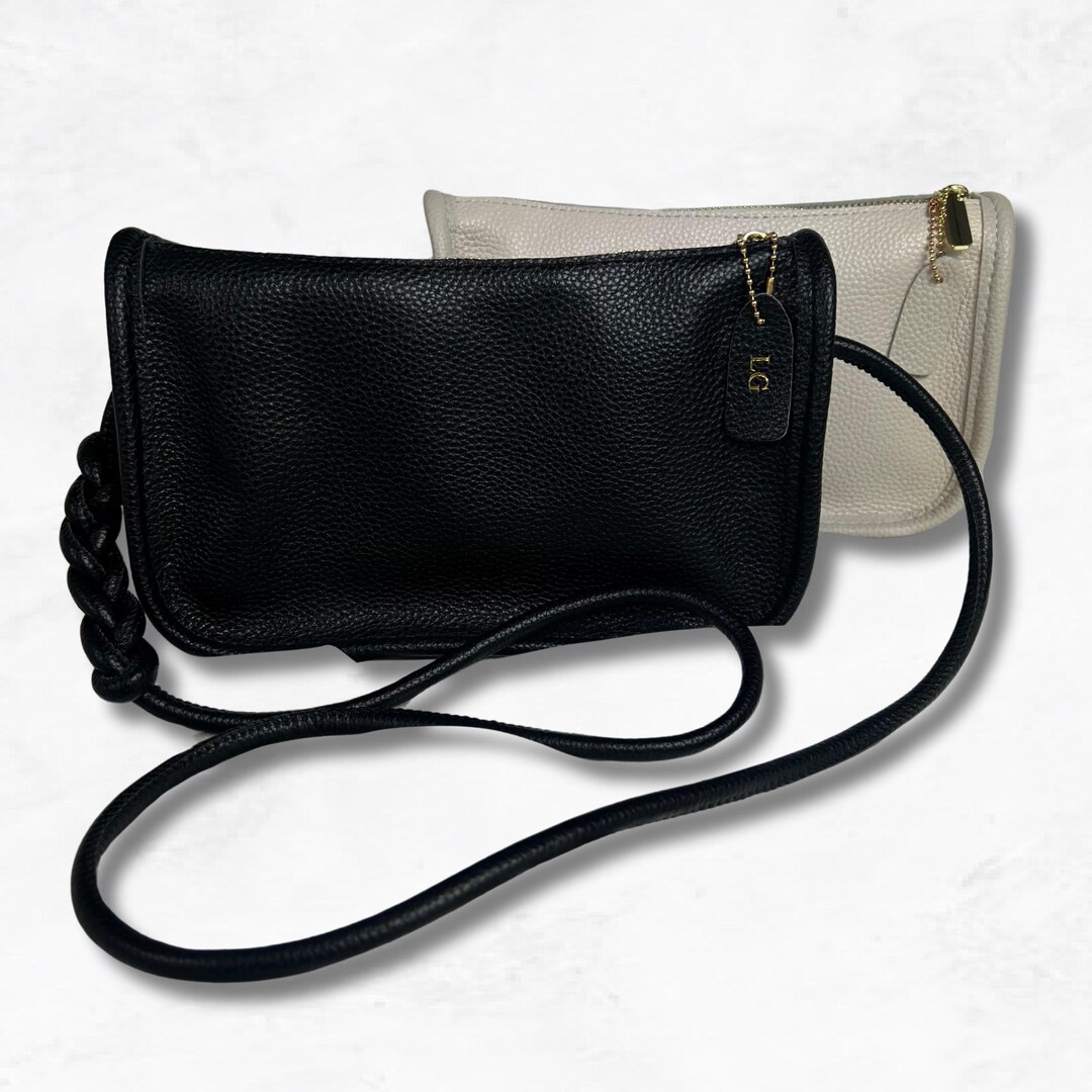 Personalised Leather Crossbody Bag, Custom Name Initial Plait Strap ...
