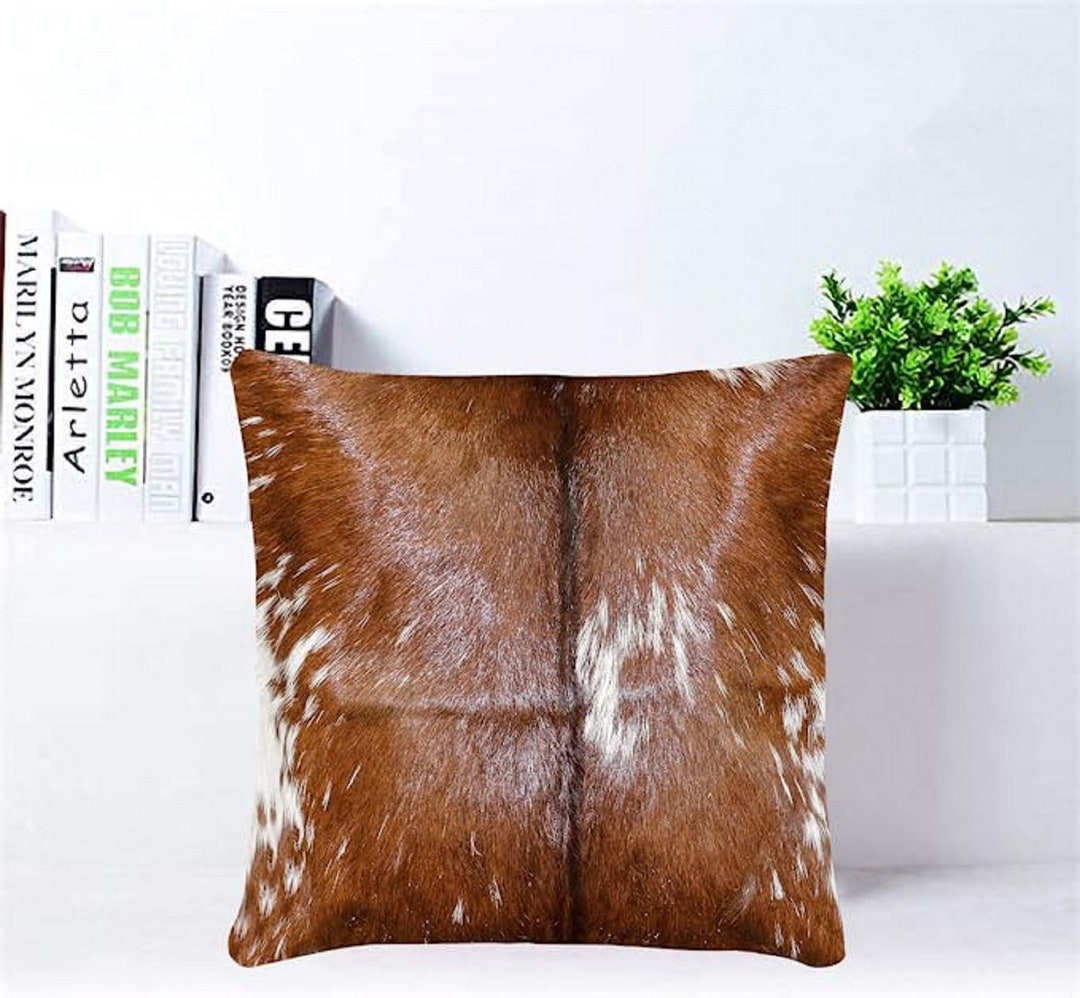 100% Cowhide Leather Pillow Cover Sofa Cushion Case throw Covers for ...