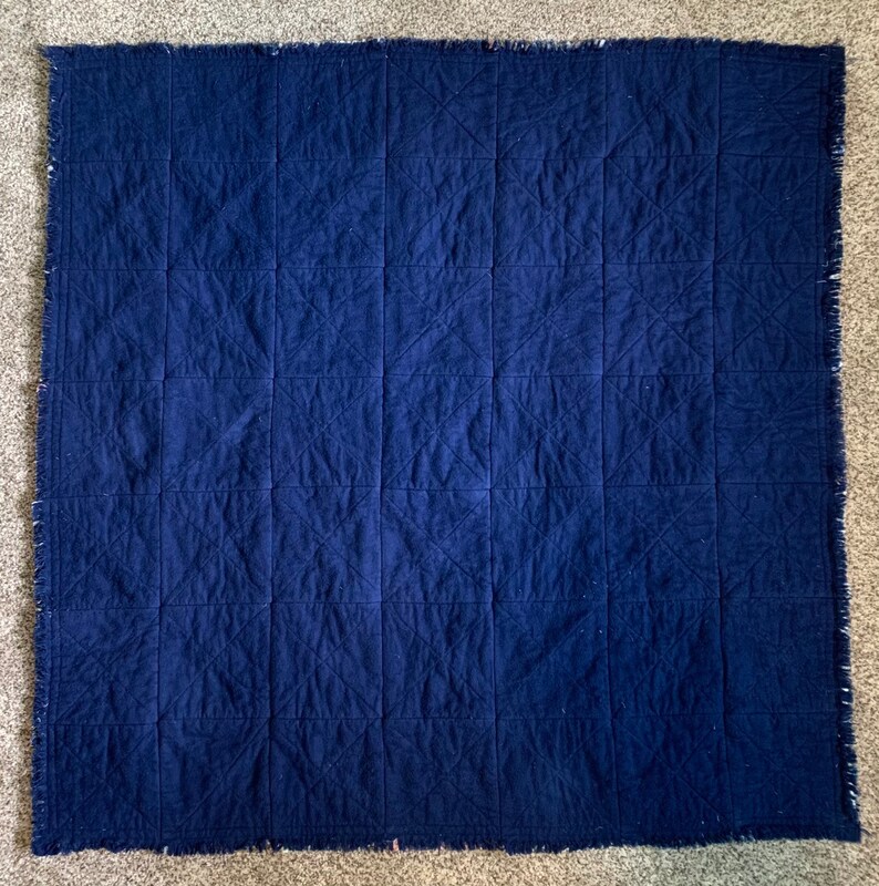 Blue Baby Rag Quilt Blanket Crib Size Gender Neutral Ocean Whales Under ...