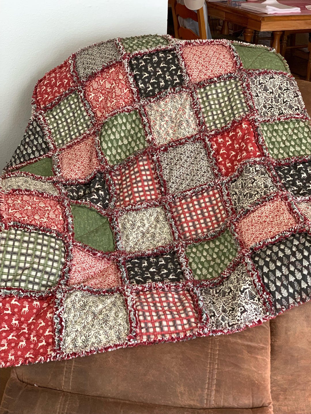 Christmas Holiday Rag Quilt Blanket Scandinavian Winter Warmth Ragquilt ...