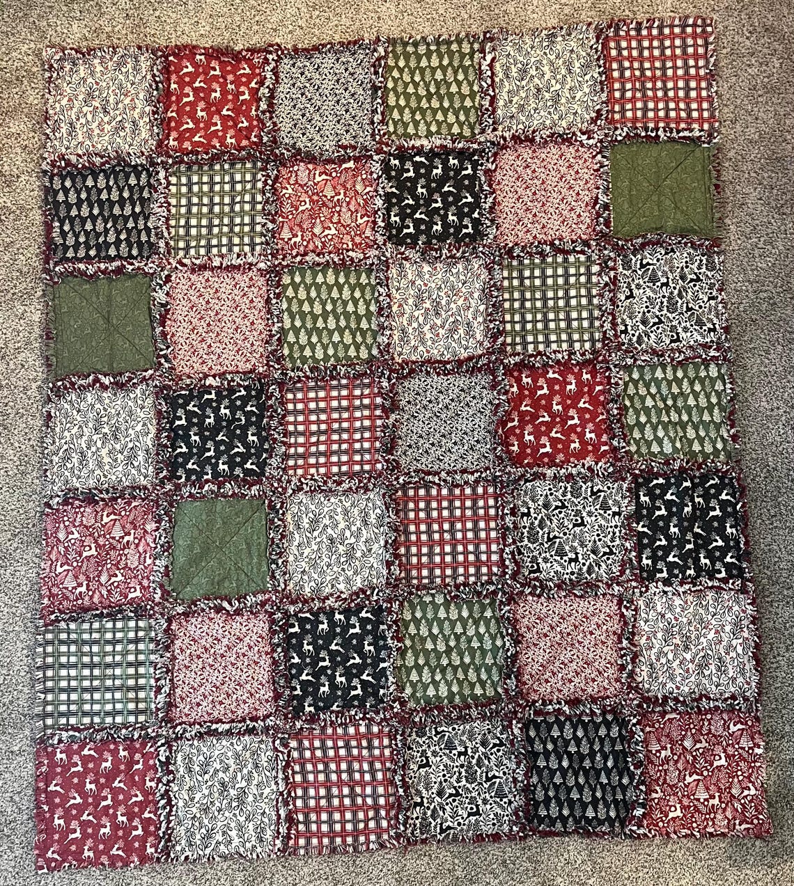 Christmas Holiday Rag Quilt Blanket Scandinavian Winter Warmth Ragquilt ...