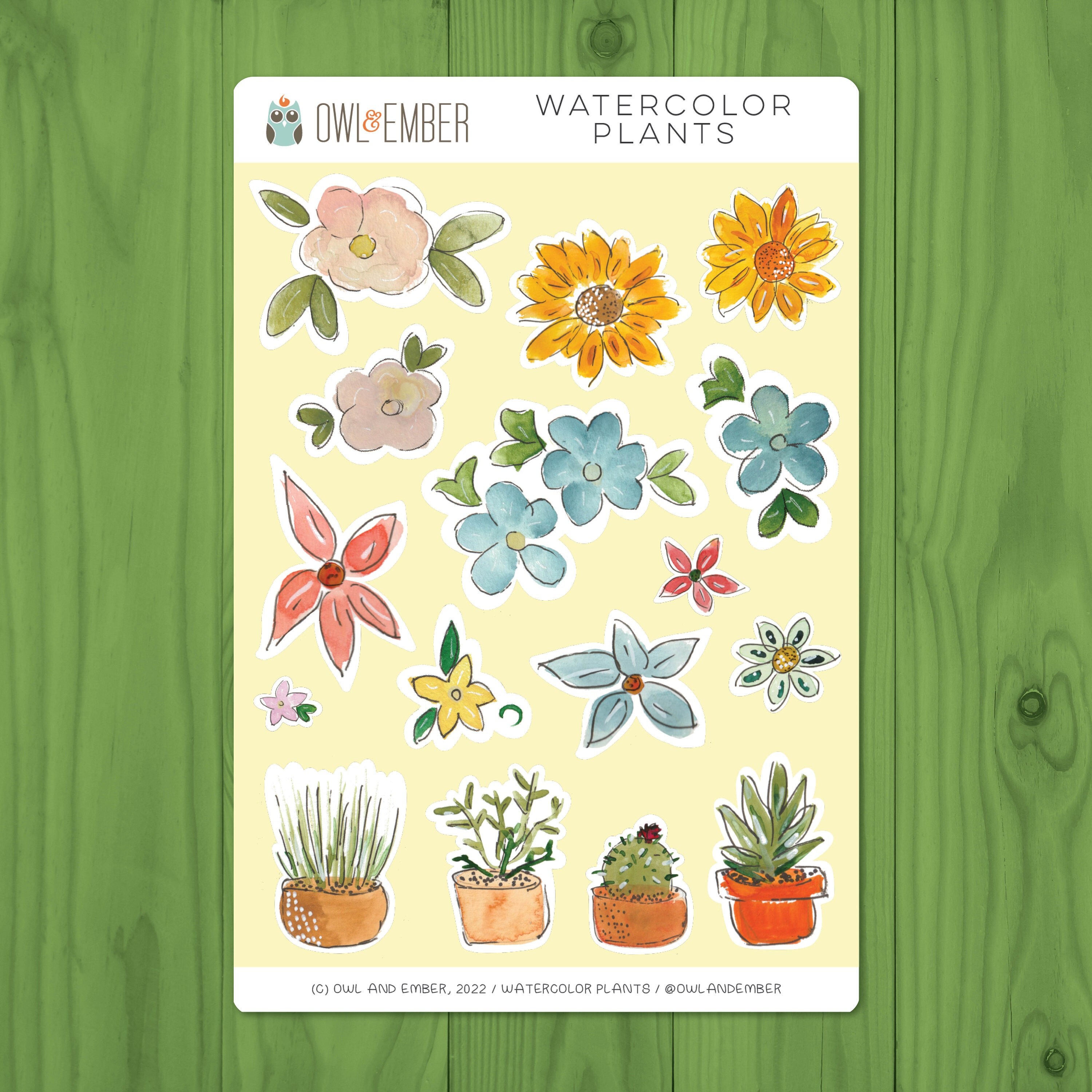 Watercolor Numbers - Sticker Sheet — Owl and Ember