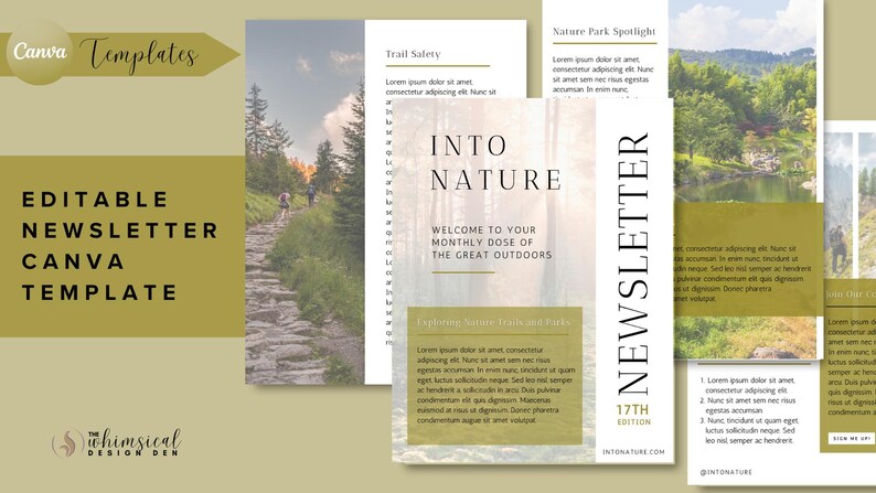 Newsletter Template | Canva Template | Editable Newsletter | Nature ...