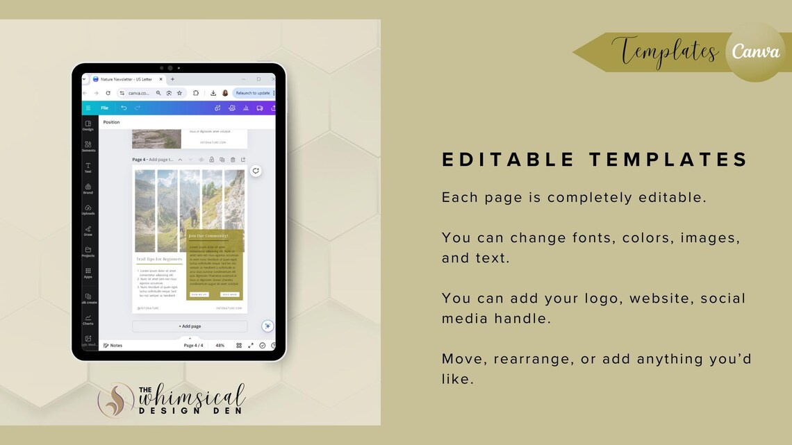Newsletter Template | Canva Template | Editable Newsletter | Nature ...