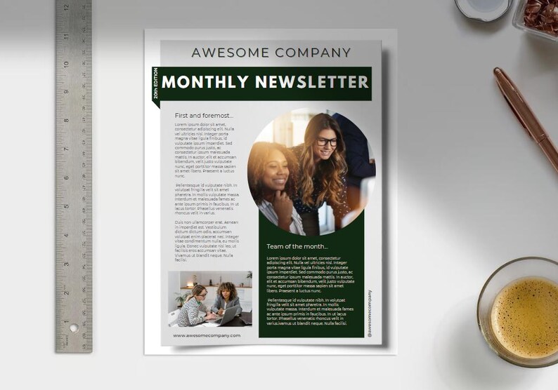 Newsletter Template | Canva Template | Editable Newsletter | Company ...