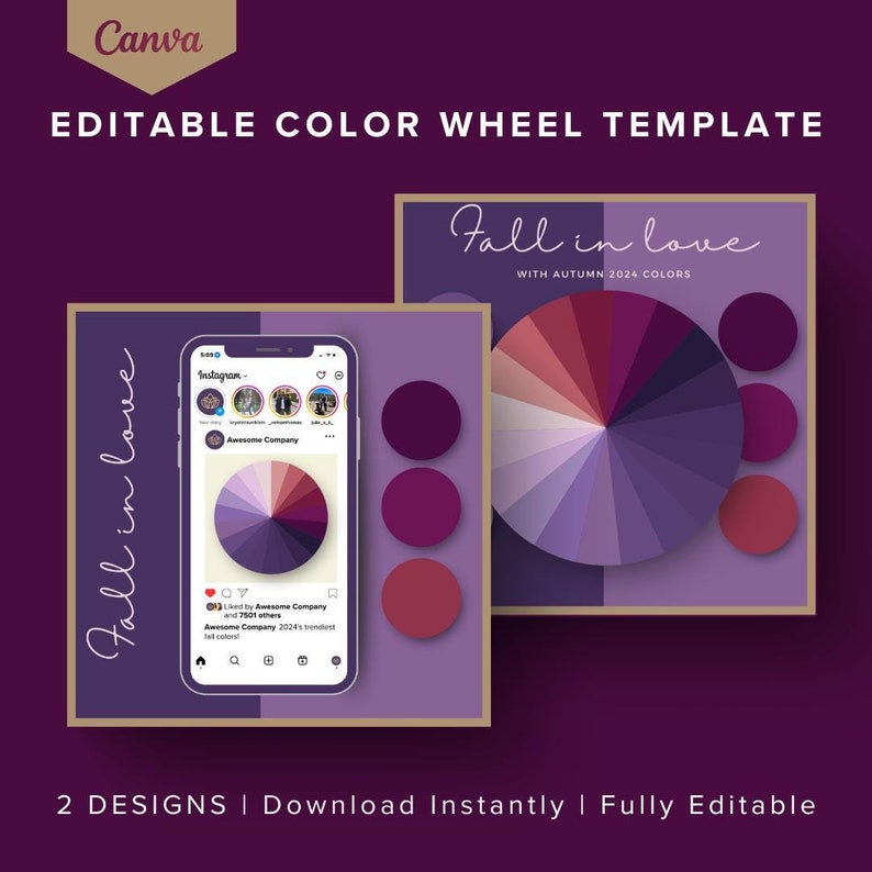 Fall Fashion Color Wheel Canva Template | Fashion Social Media Template ...