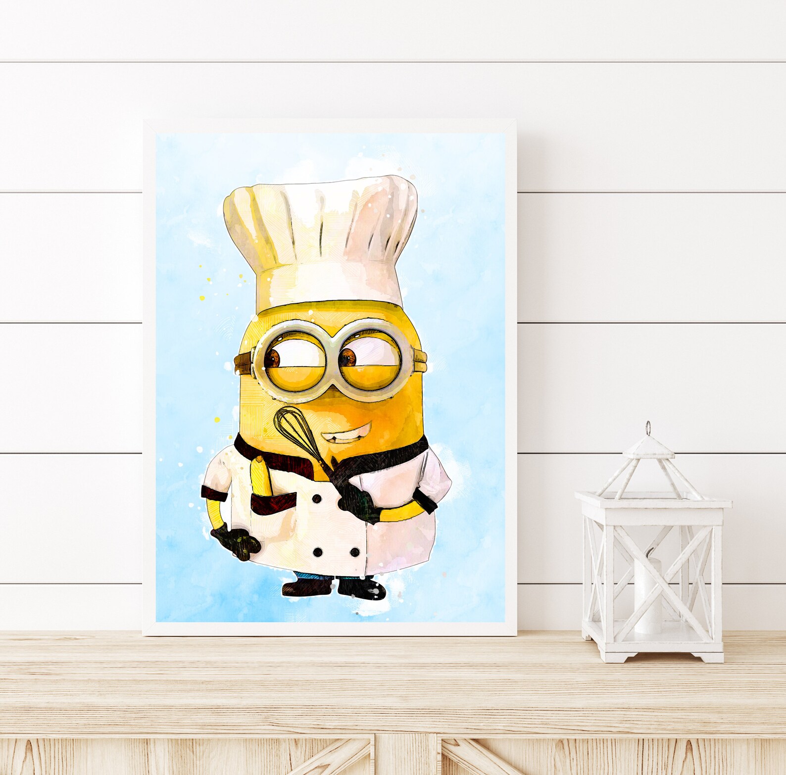 Premium Minion the Chef portrait watercolor POSTER printed | Etsy