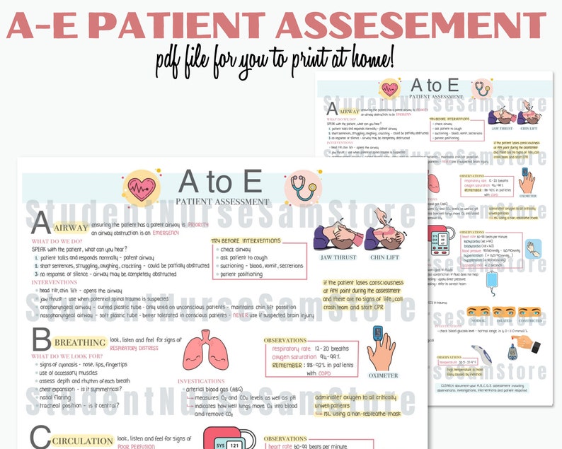 PDF A-E Patient Assessment Revision Notes Nursing Student - Etsy UK
