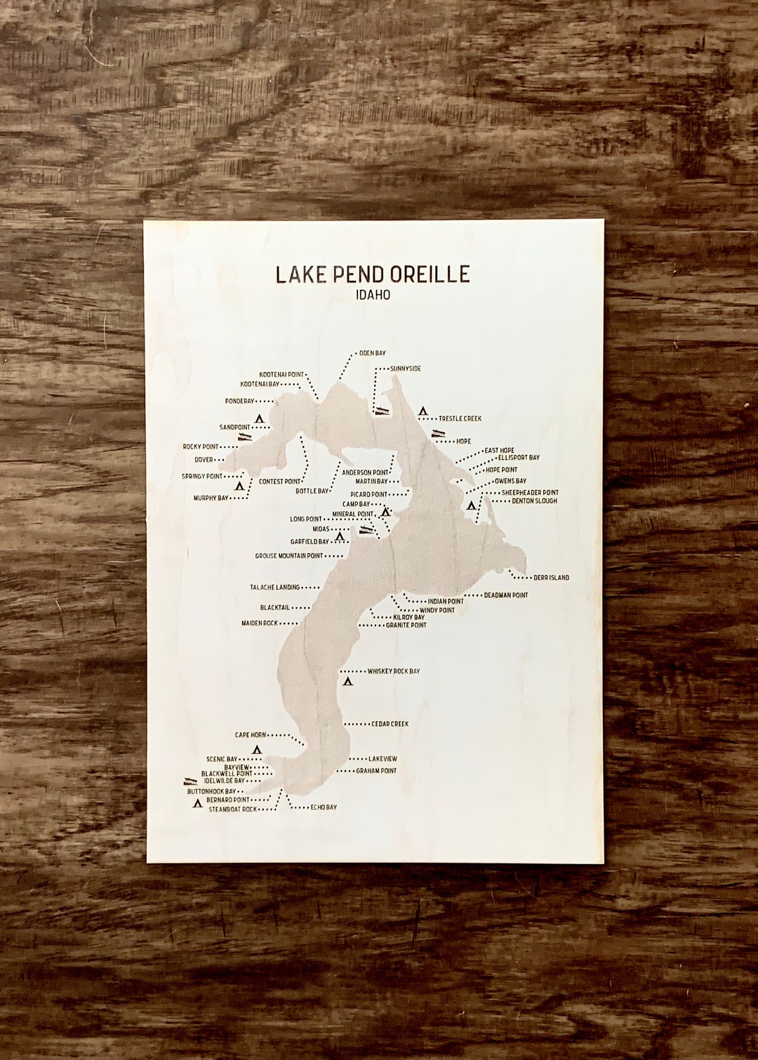 Pend Oreille Wood Lake Map - Etsy