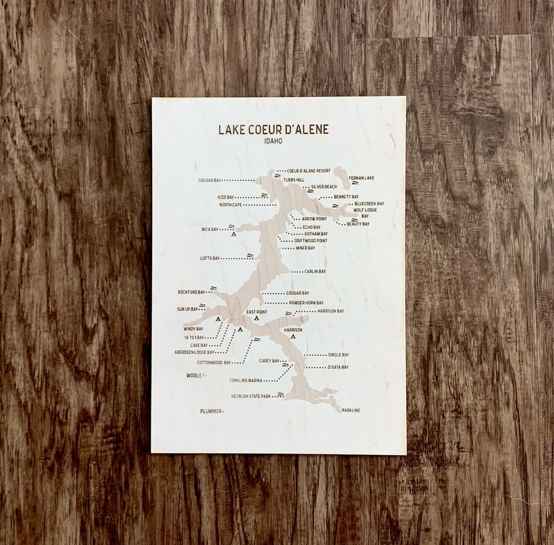 Coeur D'alane Wood Lake Map - Etsy