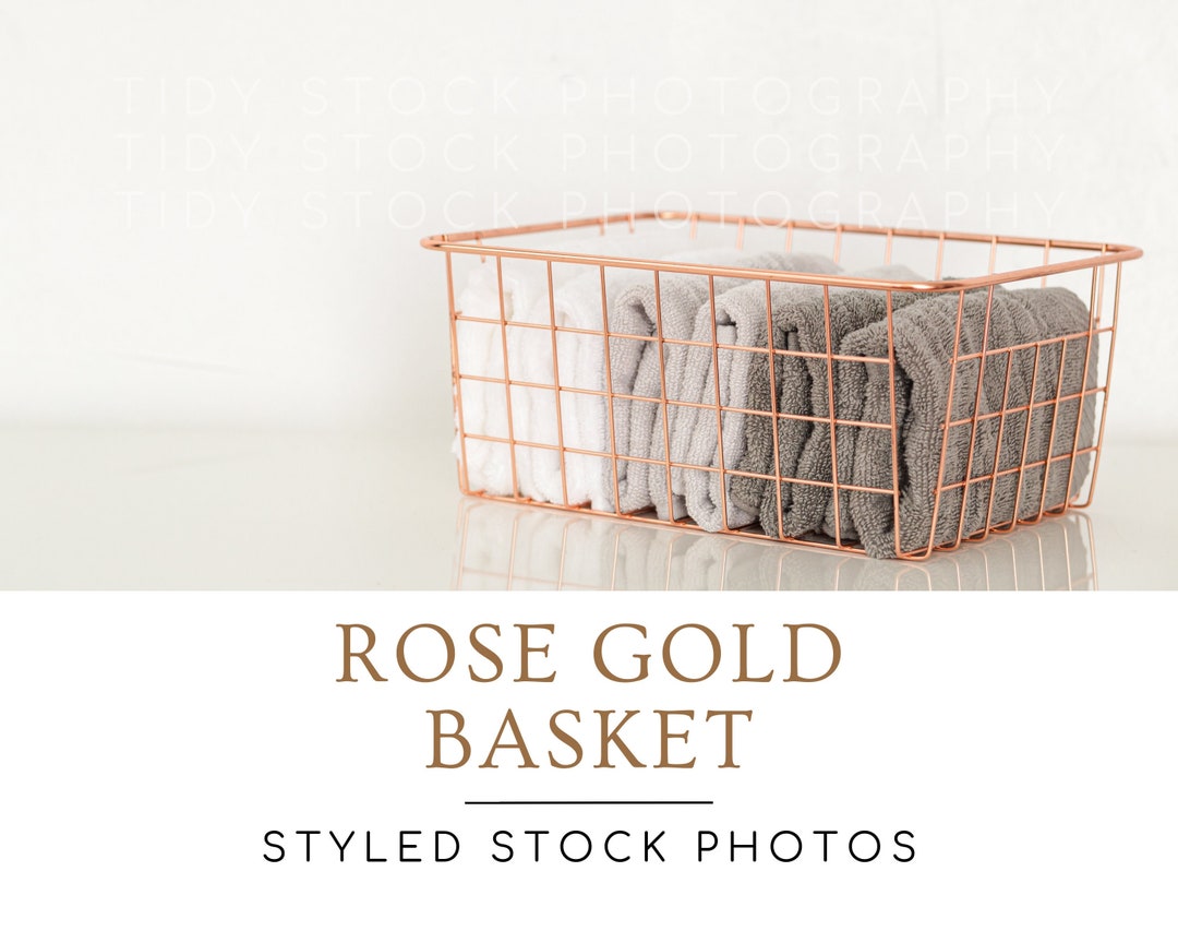 Rose Gold Basket Stock Photo Bundle - Home Organizer Stock Photography ...