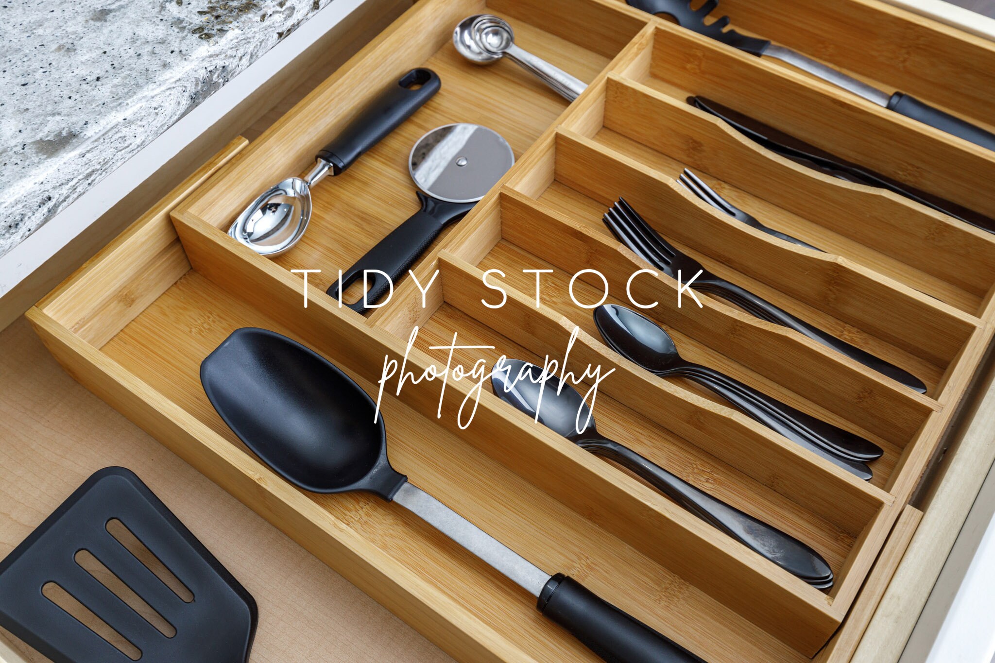 Black & Bamboo Minimalist Kitchen #8 - Home Organizer Stock Photos - Etsy