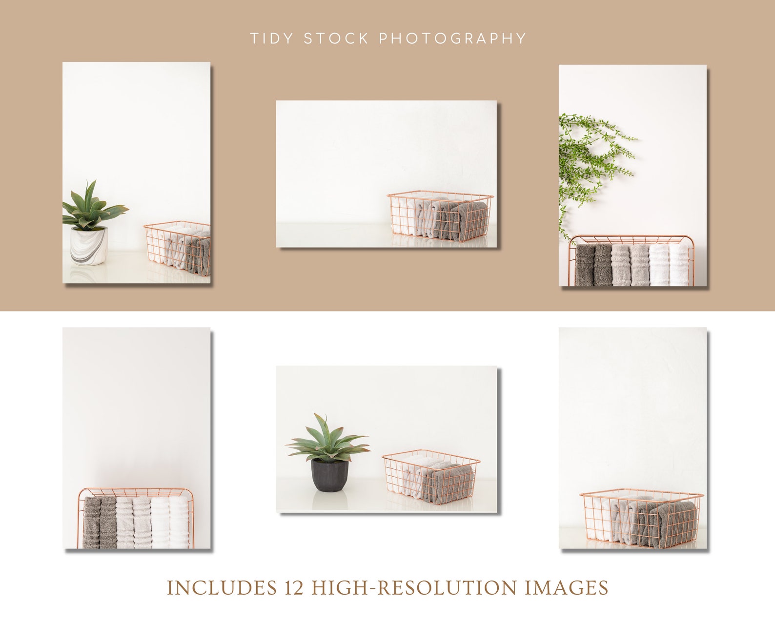 Rose Gold Basket Stock Photo Bundle - Home Organizer Stock Photography ...