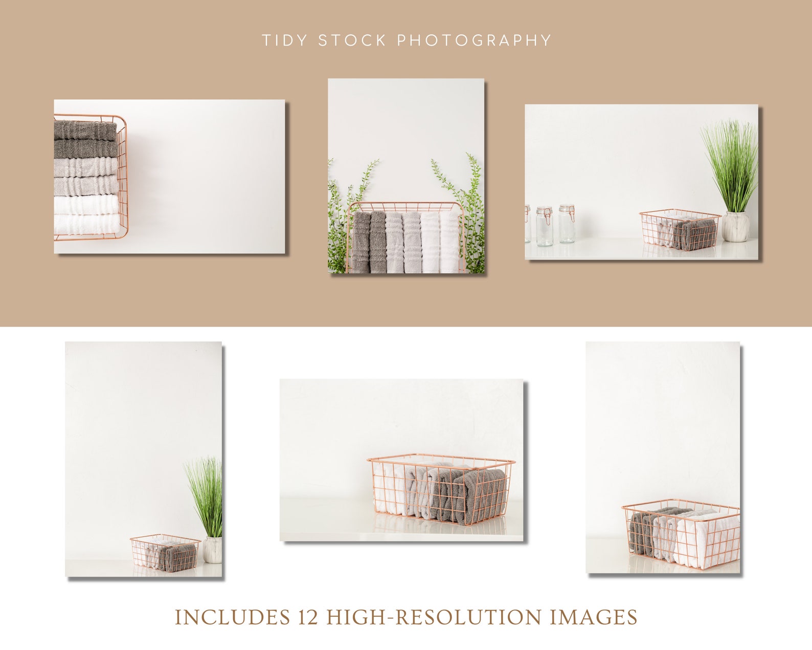 Rose Gold Basket Stock Photo Bundle - Home Organizer Stock Photography ...