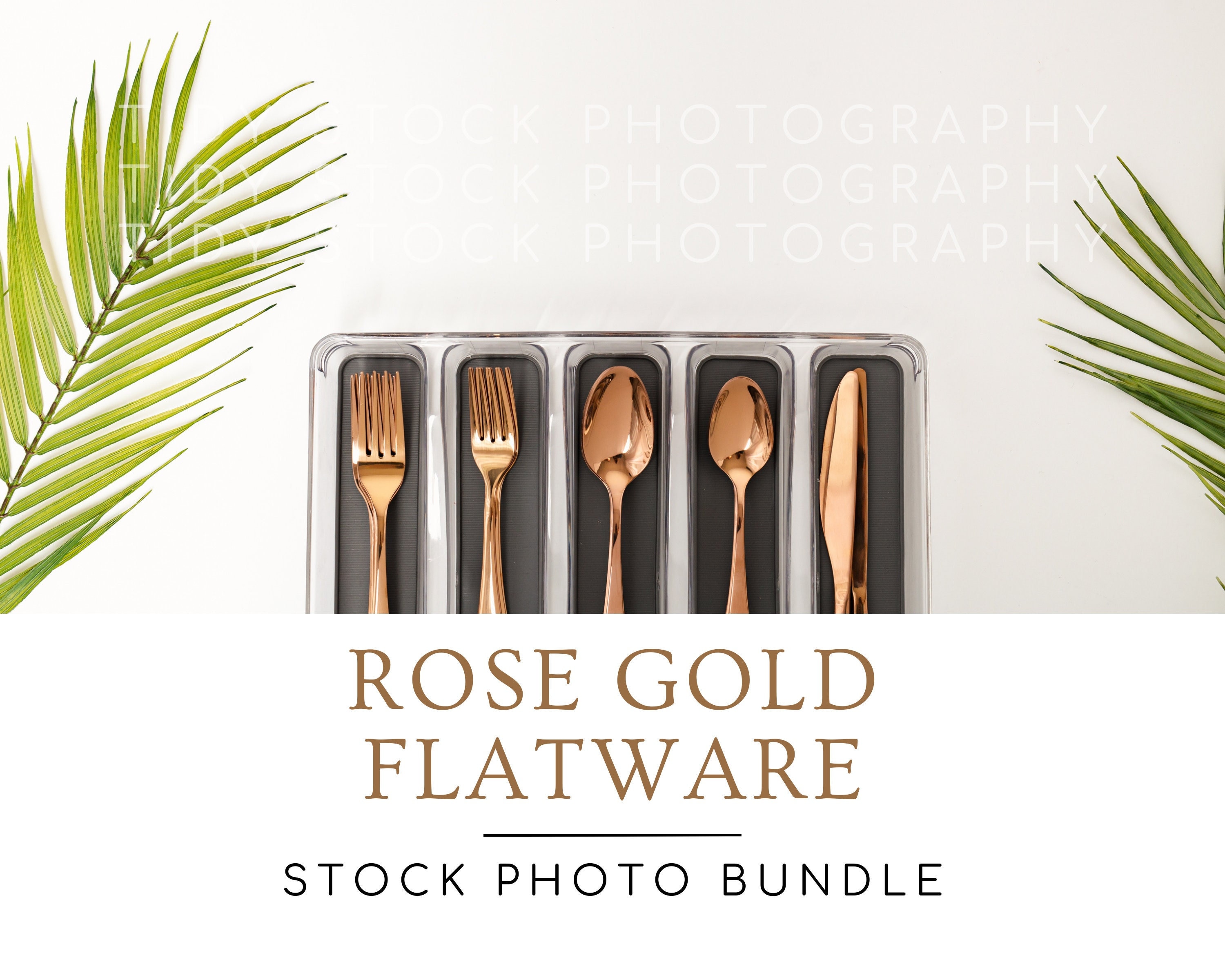 Rose Gold Flatware Photo Bundle - Kitchen Stock Photos for Professional ...