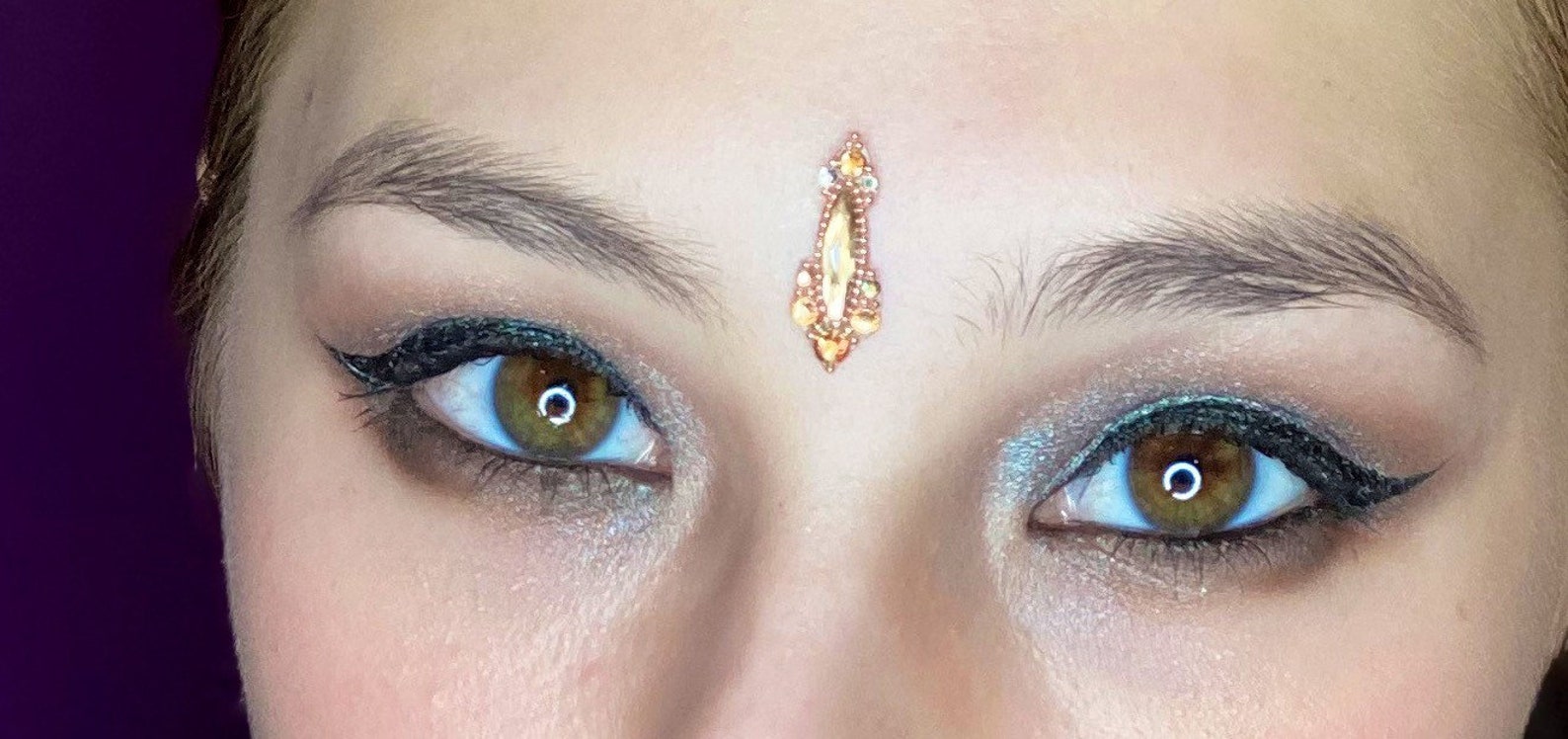 Long Gold bindi festival face jewelry for forehead | Etsy