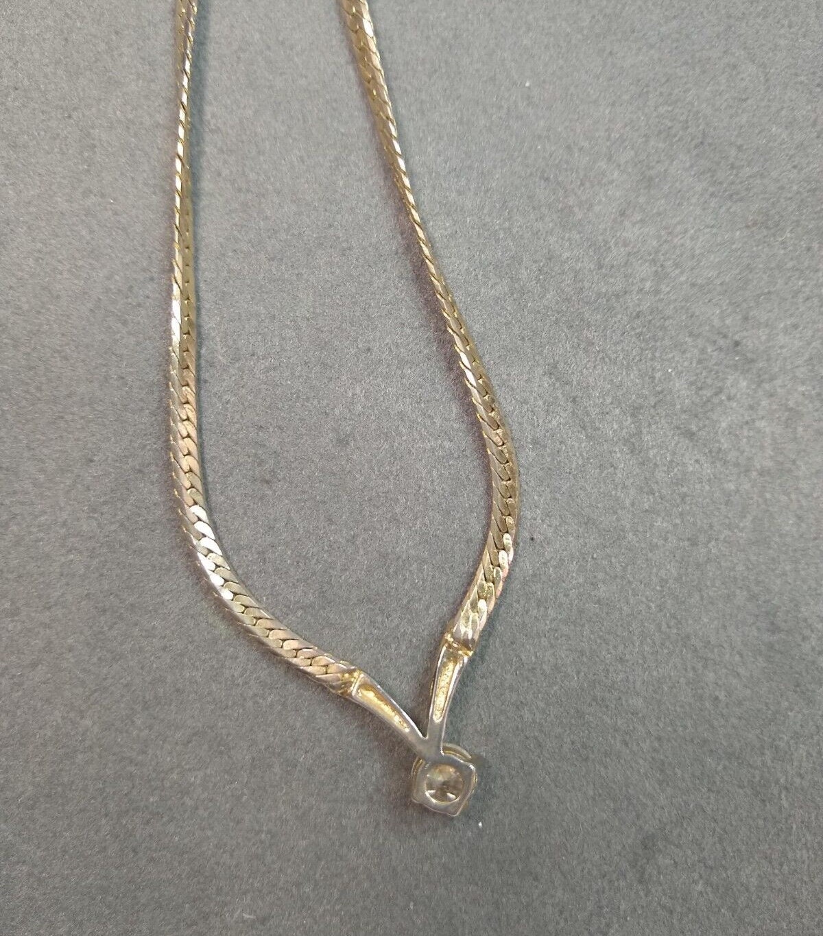 Rhinestone Chevron Pendant Necklace, Gold Tone Herringbone Chain ...