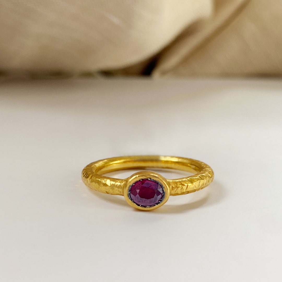 24k Gold Ring - Ruby Ring - Oval Cut Ruby Ring - Ruby Jewellery - Etsy