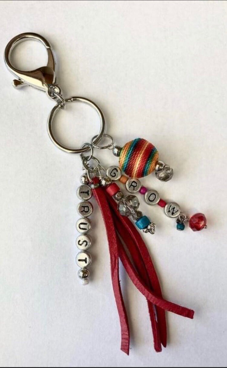 Handmade Beaded Keychain, Trust/grow Bag Charm, Glam Purse Charm, Boho ...