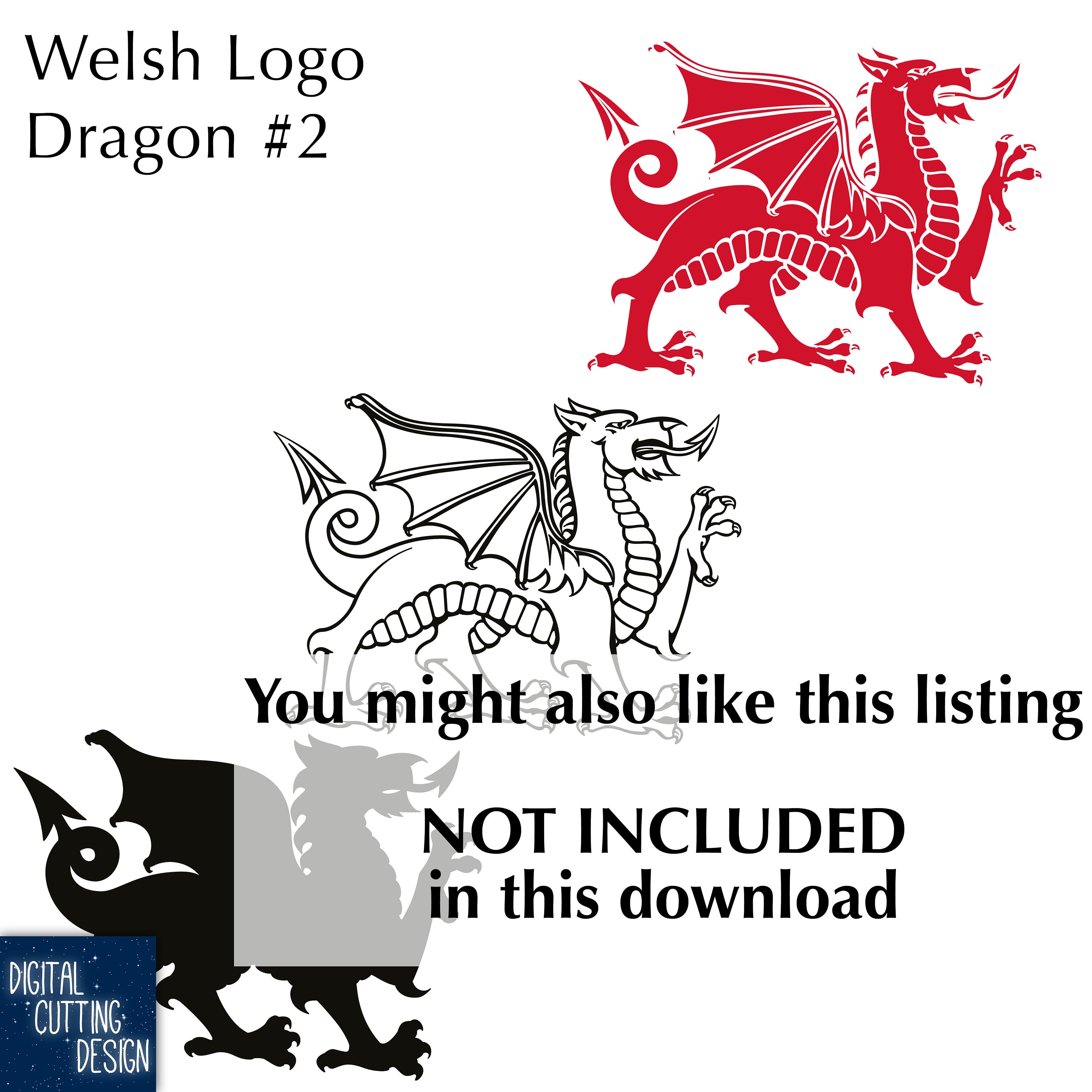 Welsh Dragon 1 Wales National Symbol Vector Resizable Cutting Files SVG ...