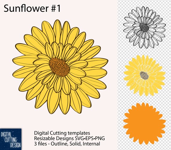 Sunflower 1 Vector Resizable Cutting Files Svgepspng - Etsy
