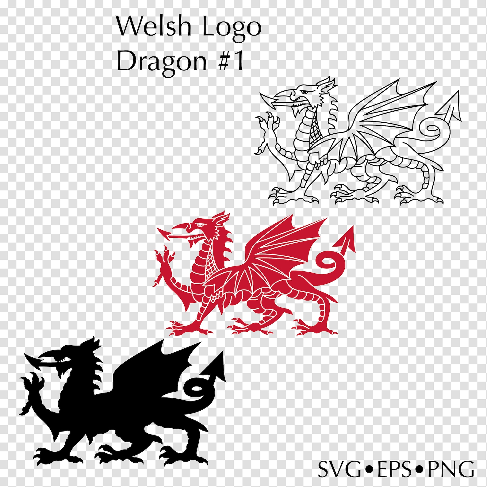 Welsh Dragon 1 Wales National Symbol Vector Resizable Cutting Files SVG ...