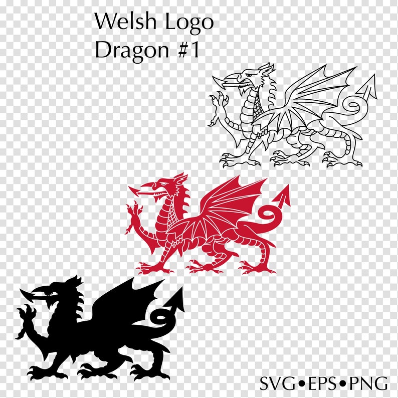 Welsh Dragon #1 - Wales National Symbol - Vector Resizable Cutting ...
