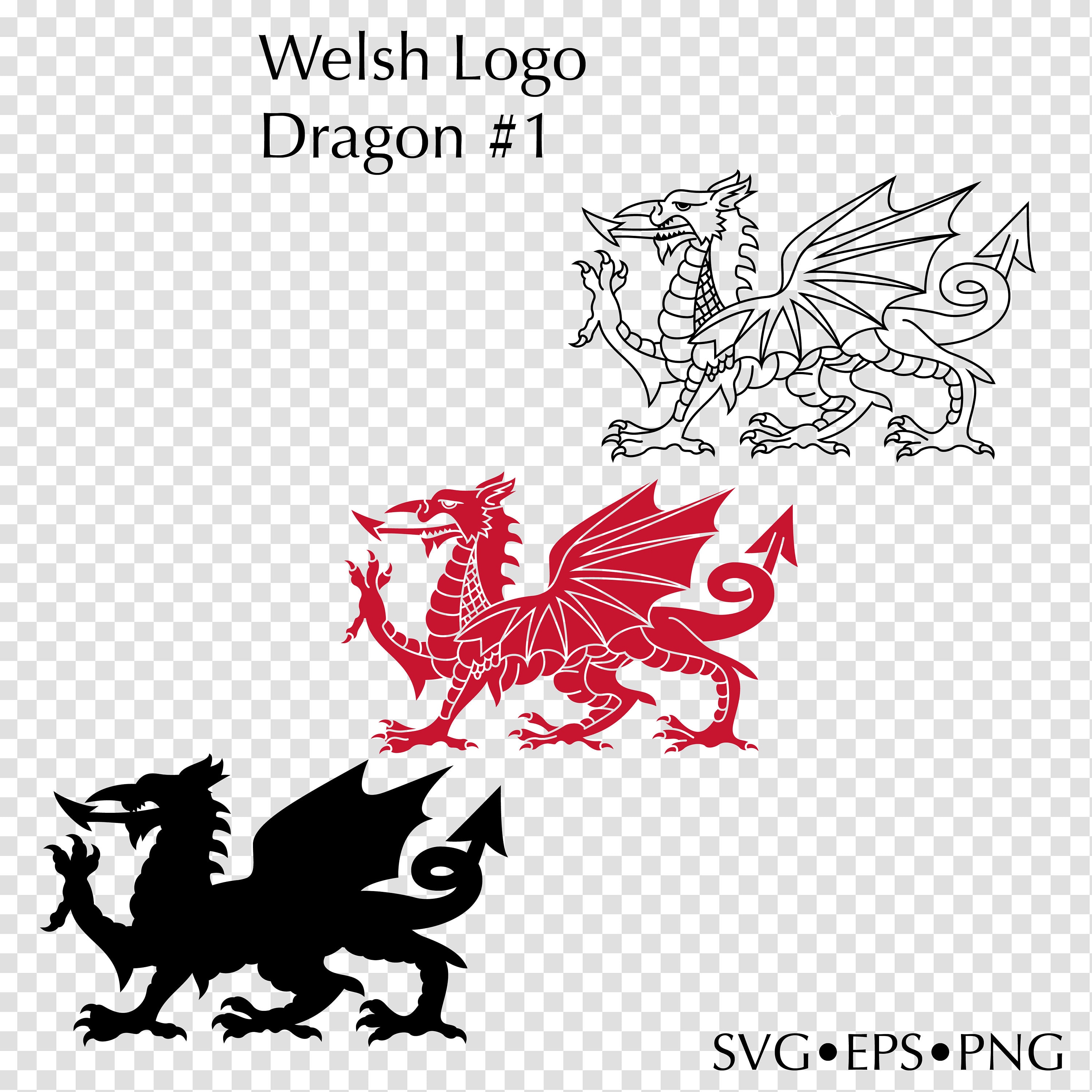 Welsh Dragon 1 Wales National Symbol Vector Resizable Cutting Files SVG ...
